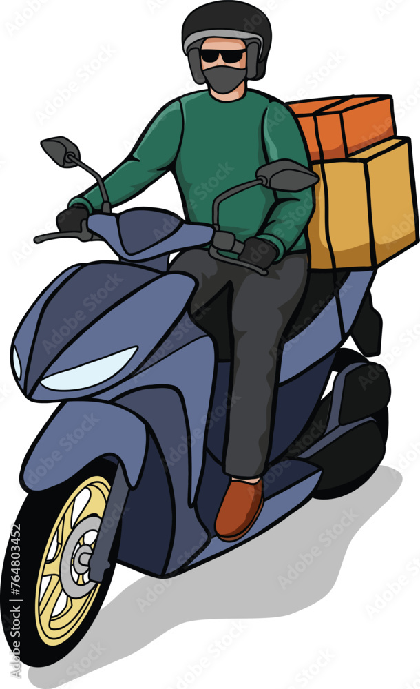 Man riding a motorcycle or matic scooter to going home. Motorbike ...