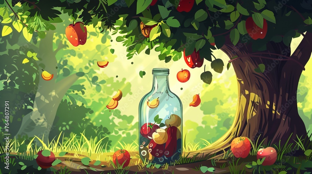 cartoon background. vector illustration. The fruits of the tree growing ...