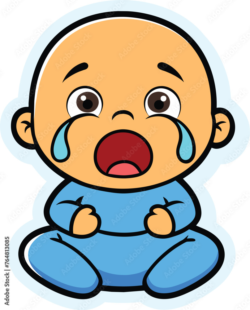 Vetor de cute baby boy's sad expression and cry vector illustration ...