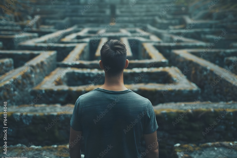 Navigating Life's Maze: A Symbol of Challenges and Decisions. Concept ...