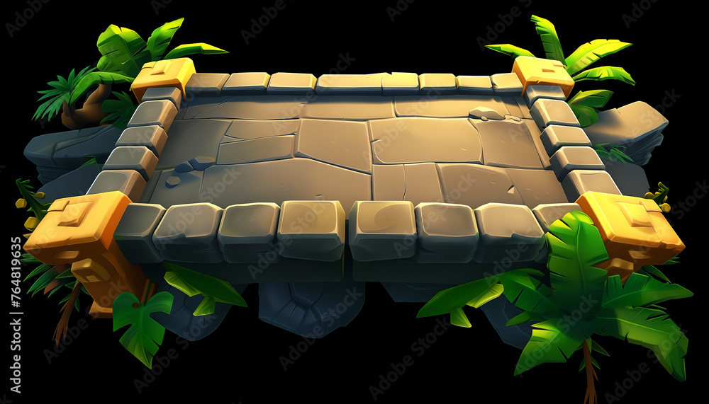 Battle arena. Tropical platform made of stone. Stone platform for game ...