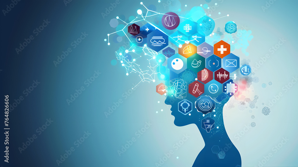 Abstract medical background with flat icons and symbols. Template ...