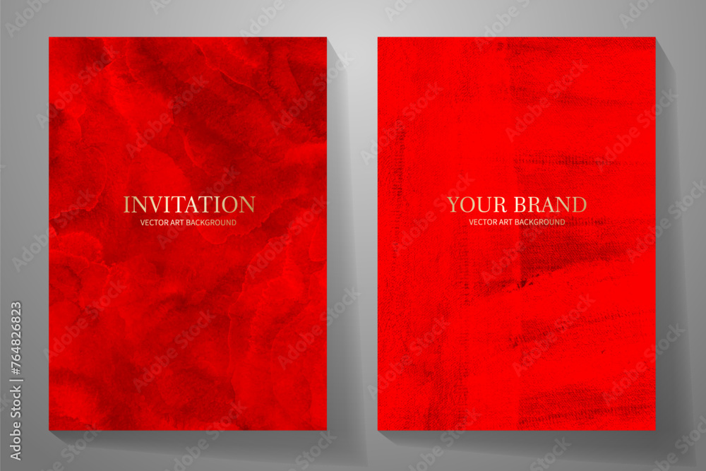 Red and gold cover design set. Luxury vector red grunge texture ...