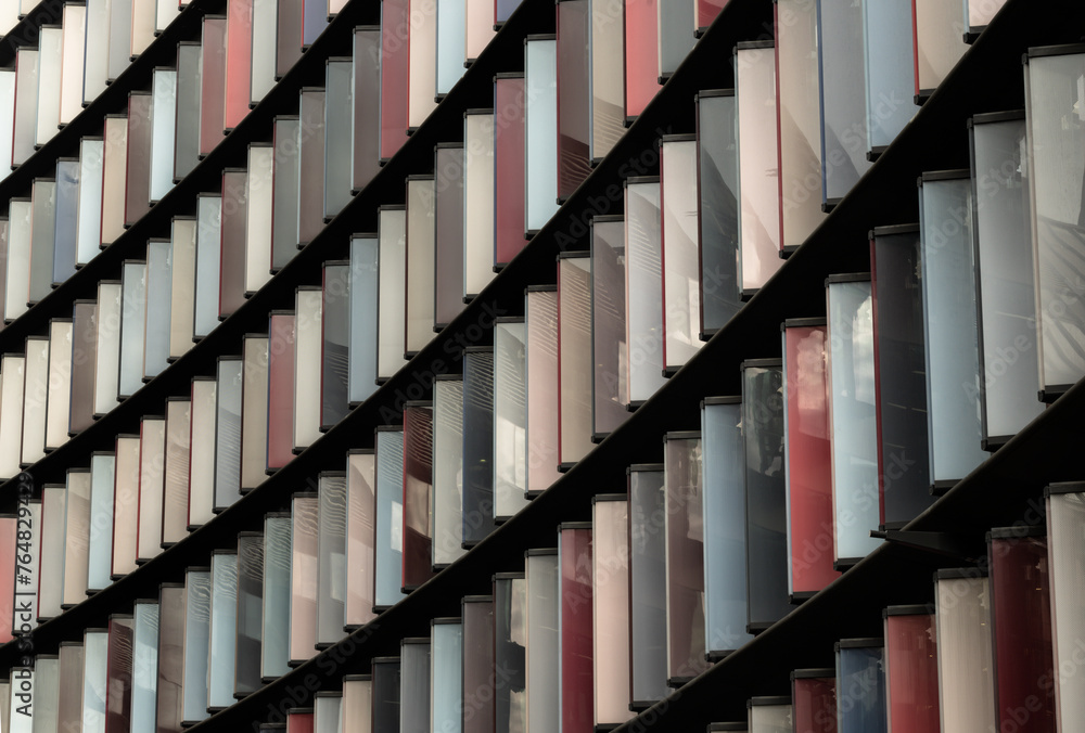 London, UK - Feb 27, 2024 - Colourful panels on the exterior on Modern ...