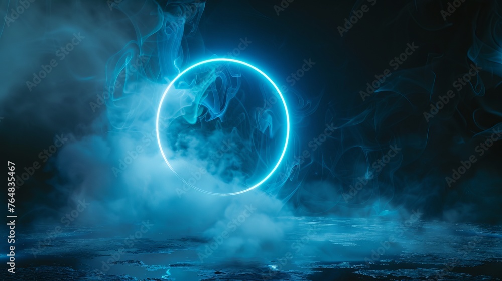 A futuristic scene with bright lighting and wrapping aura effects ...