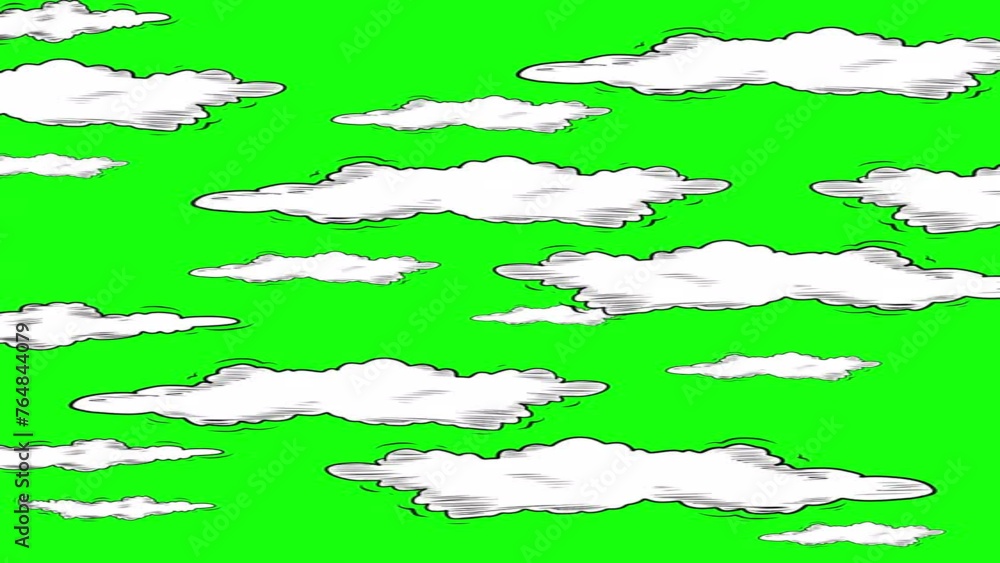 Hand drawn cloudy sky animation. Animated Vertical Clouds time-lapse ...