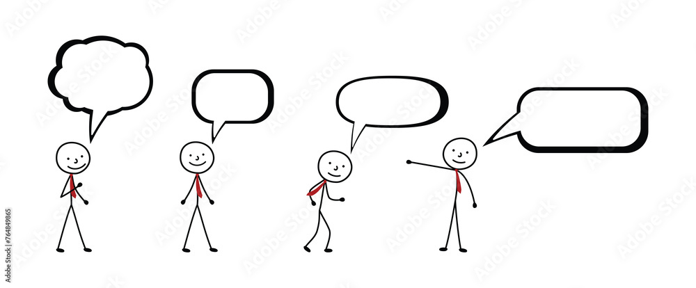 stickman says, set of men and bubbles for text, stick figure human ...