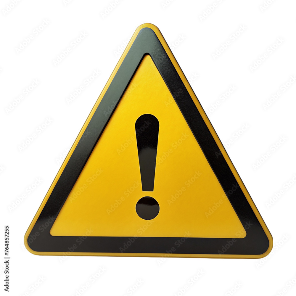 Warning triangle with exclamation mark isolated on transparent ...