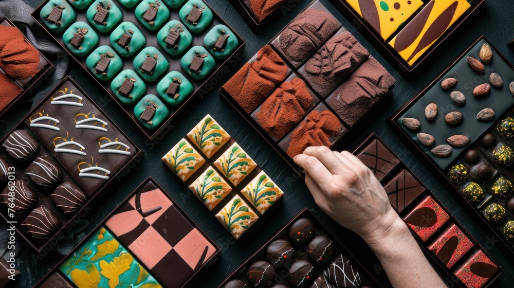 At a design studio, a graphic designer is crafting eye-catching ...