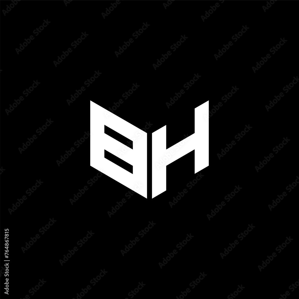 BH letter logo design with black background in illustrator. Vector logo ...