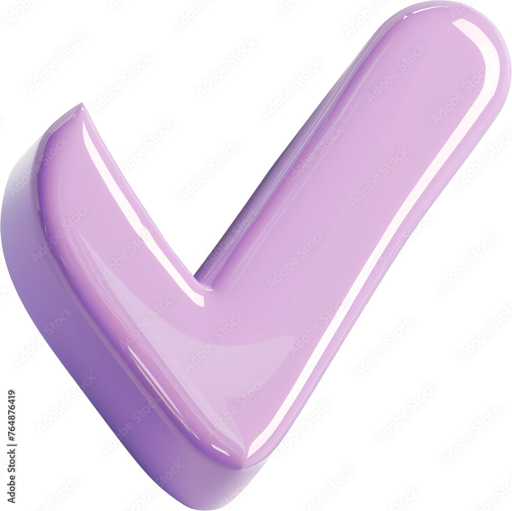 Violet tick mark 3d shape clipart. Isolated illustration with ...