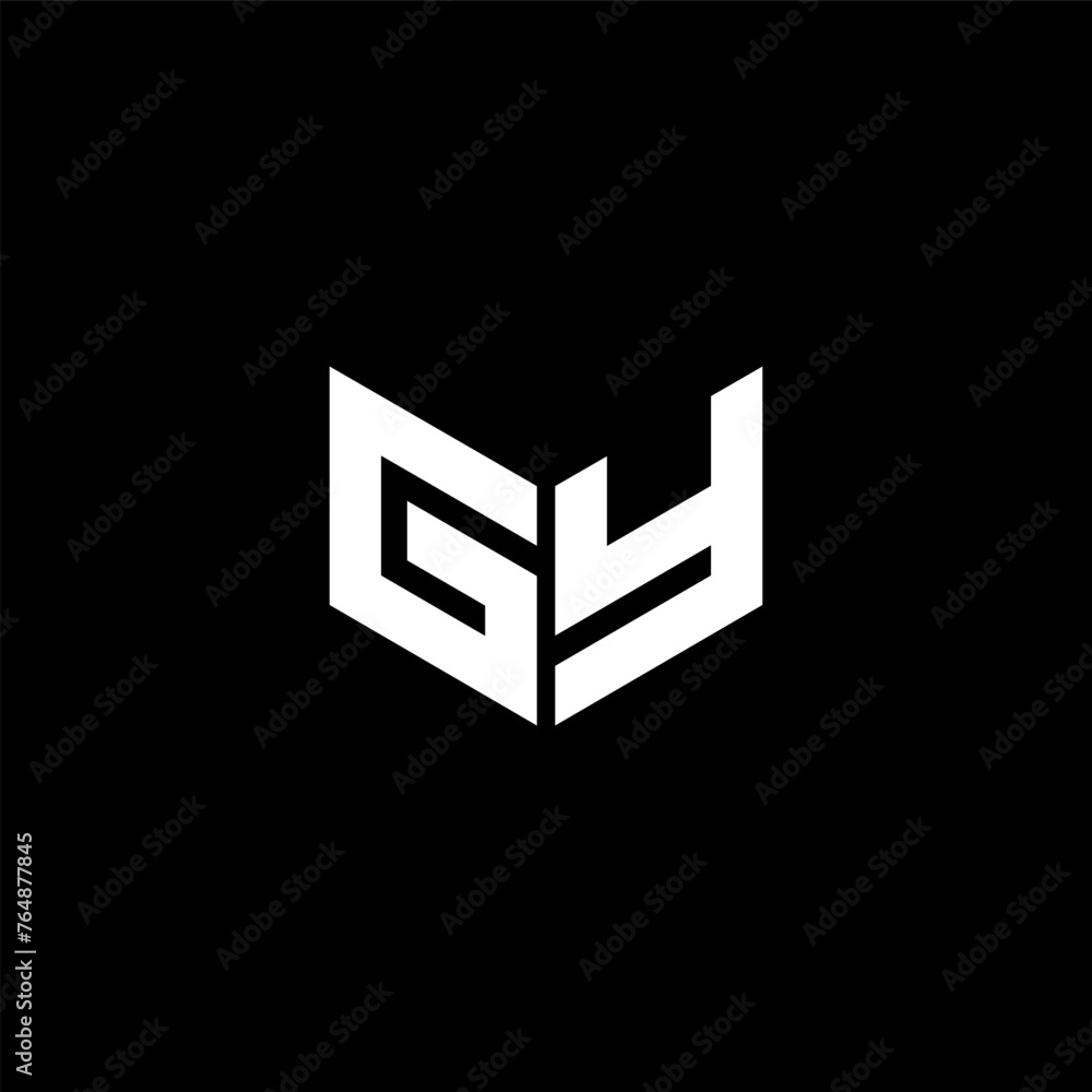 GY letter logo design with black background in illustrator. Vector logo ...