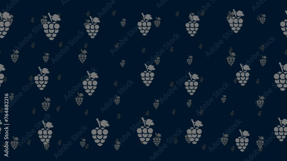 Grapes symbols float horizontally from left to right. Parallax fly ...