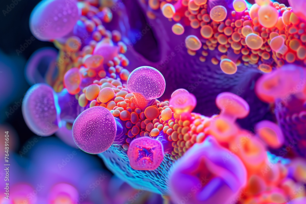3D rendering depicts various microorganisms viruses and bacteria under ...