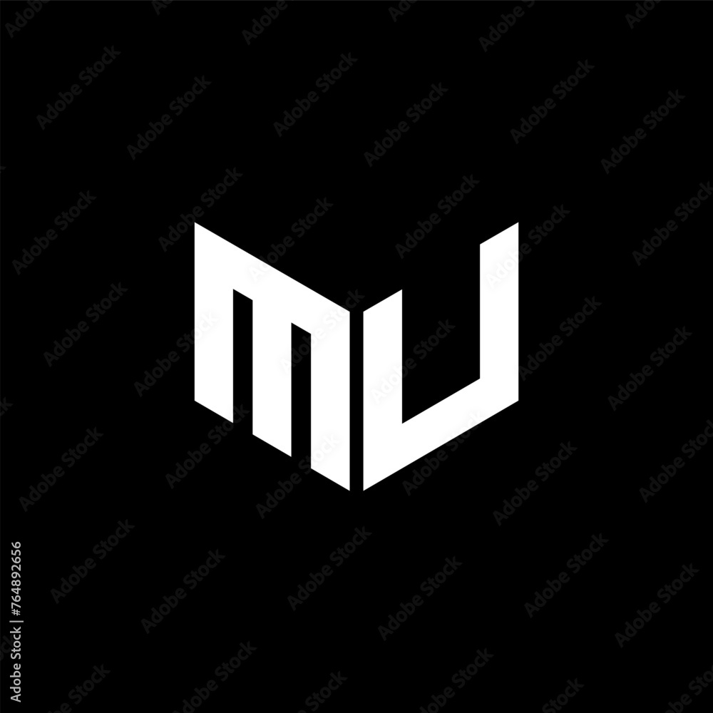 MU letter logo design with black background in illustrator. Vector logo ...