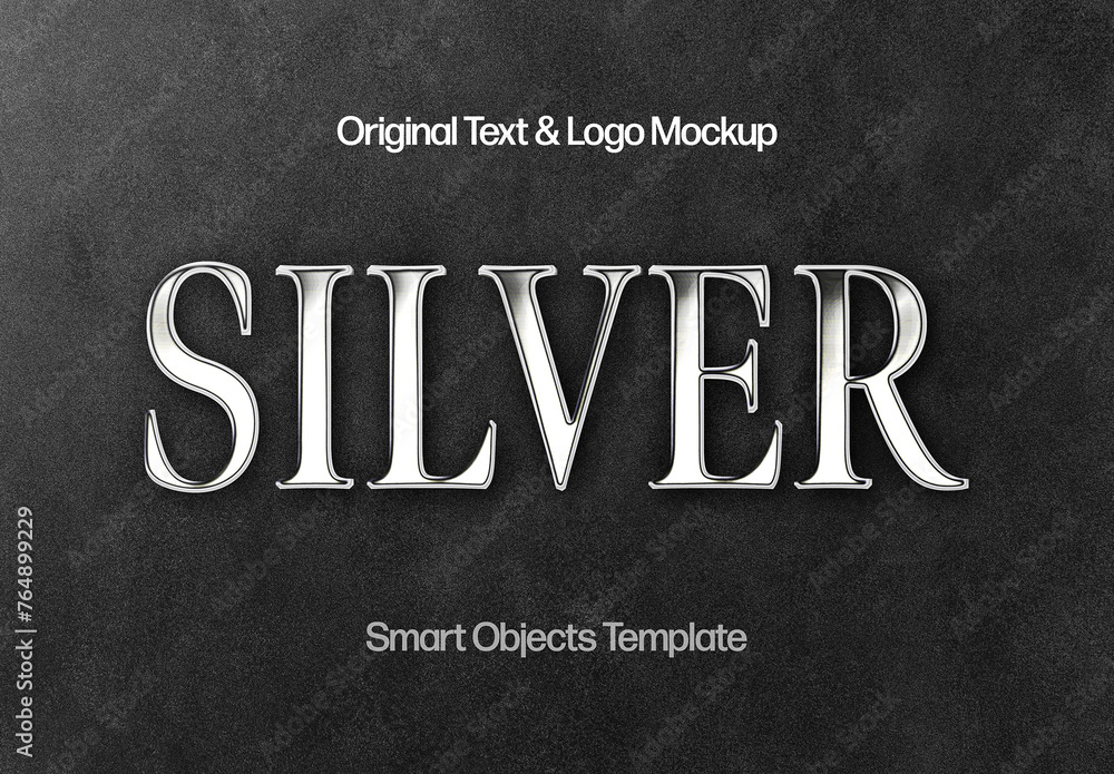 Silver Chrome Text Effect Mockup Stock Template | Adobe Stock