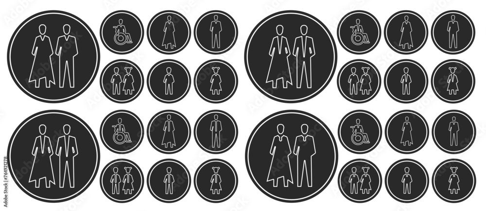 Toilet, wc, bathroom or restroom sign. Person with a disability ...