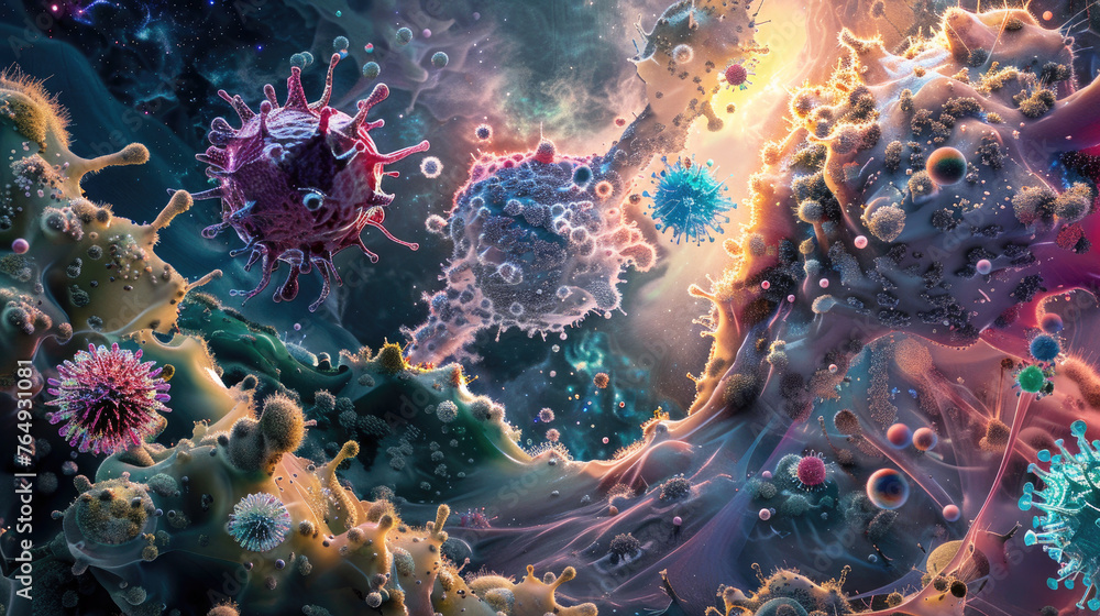 Micro structure background, microscopic view of virus and bacteria ...