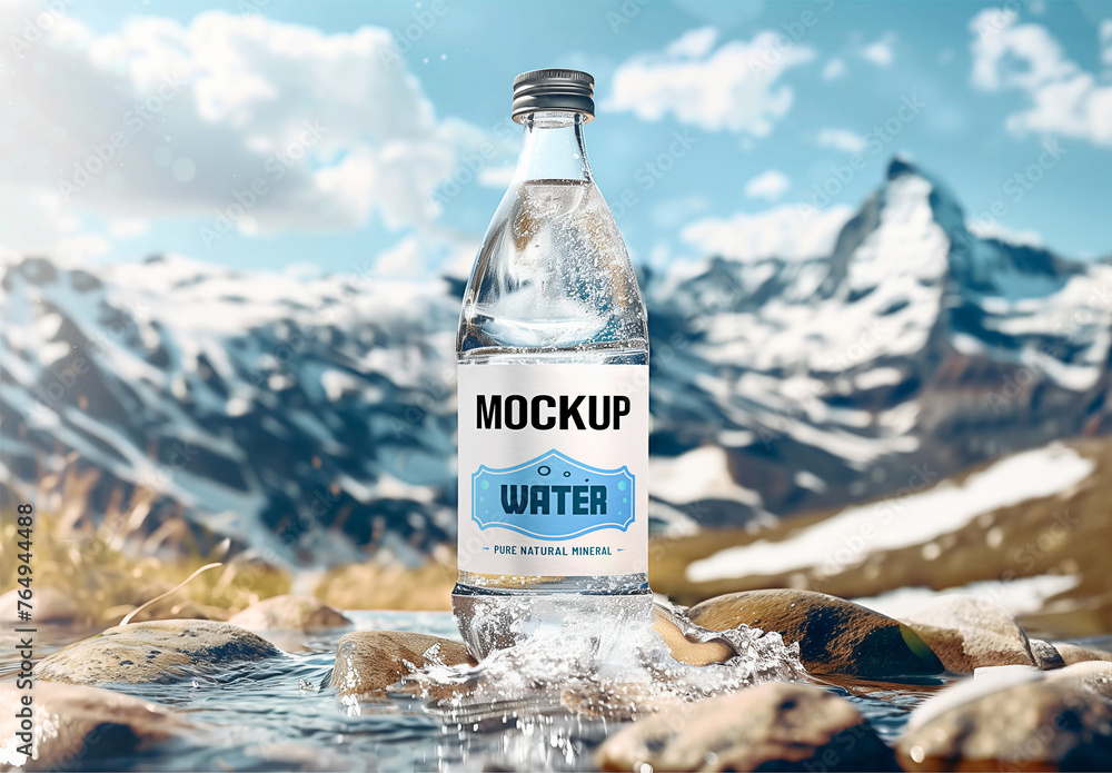 Spring Water Bootle Mockup. Ai Generative Stock Template | Adobe Stock