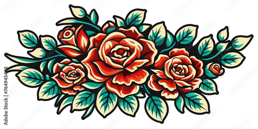 Mexico mexican roses for festival Cinco de mayo. Retro old school roses ...