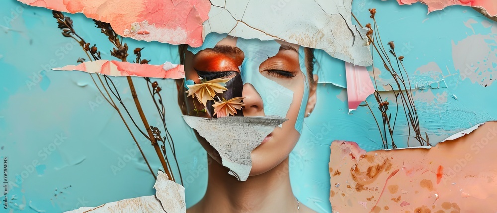 The ocean of feelings and emotions - contemporary collage, design ...