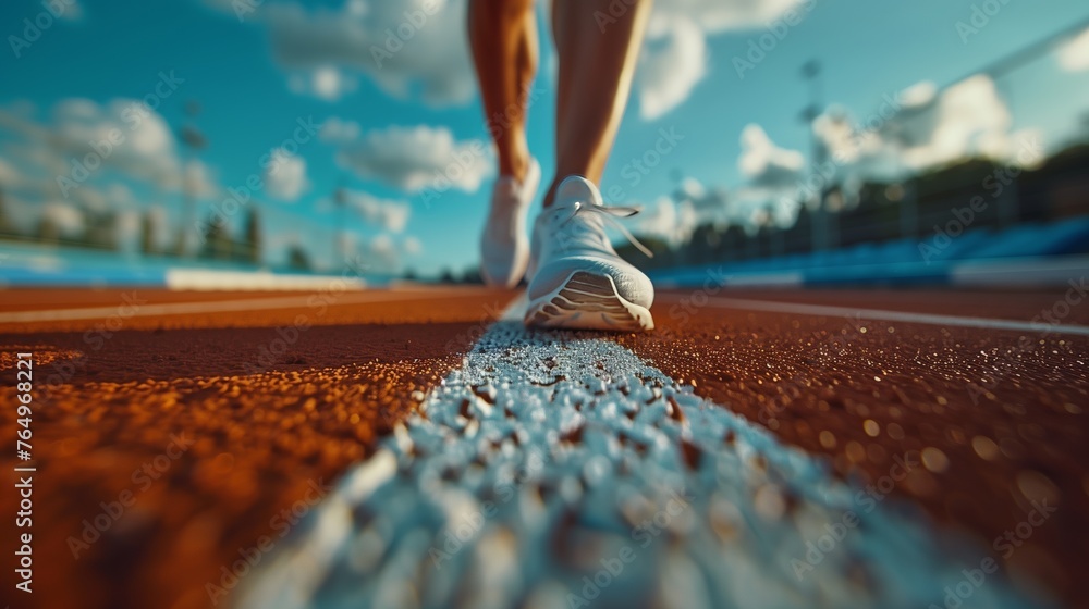 Low angle photo of an athlete running on a track, Sprinter running ...