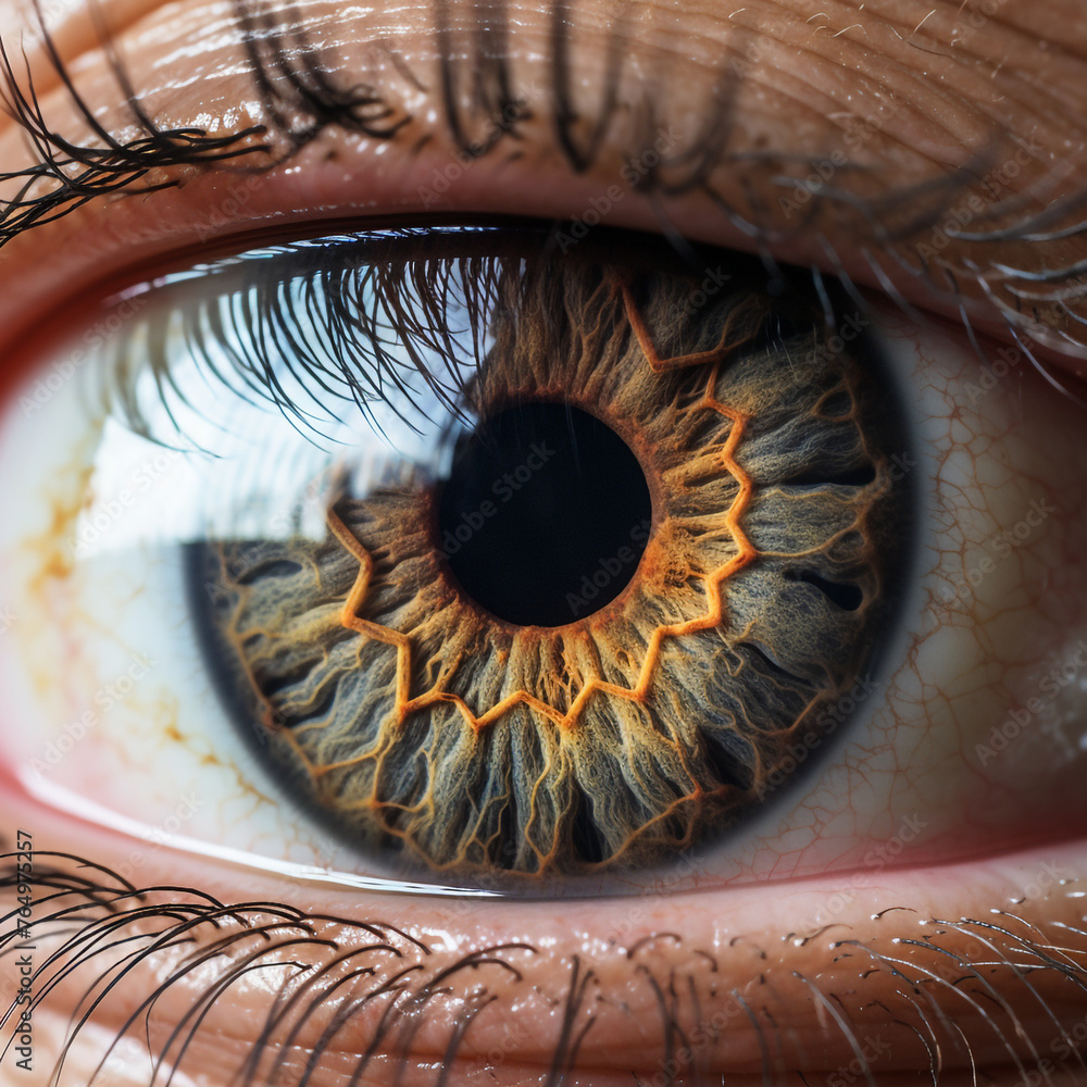 A detailed macro photo of a human eye, without any reflections сreated ...