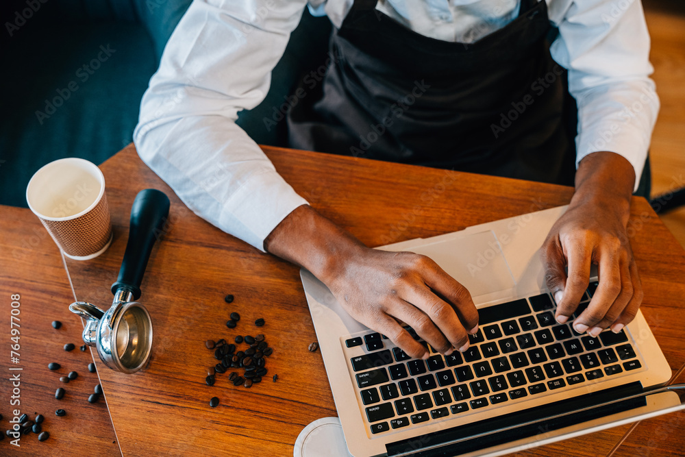 At the coffee roastery office the owner also a barista employs ...