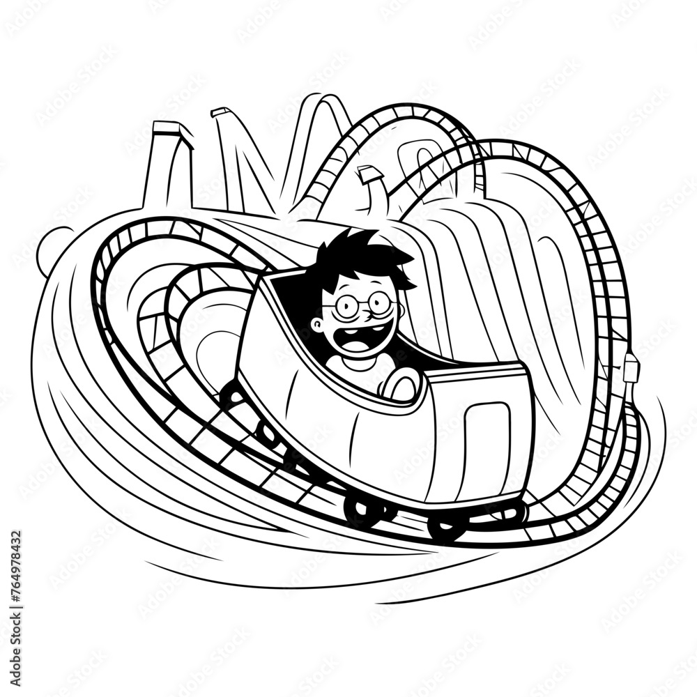 Cartoon illustration of a man riding a roller coaster. Stock Vector ...