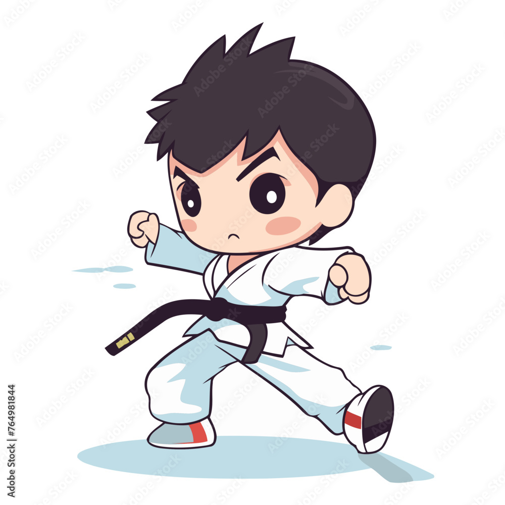 Karate boy cartoon vector illustration. Cartoon karate boy vector ...