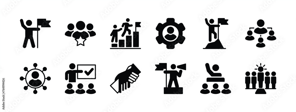 Business leadership icon set. Containing teamwork, team, partnership ...