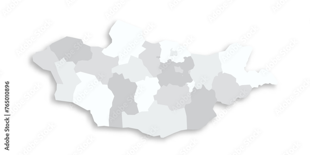 Mongolia political map of administrative divisions - provinces and khot ...