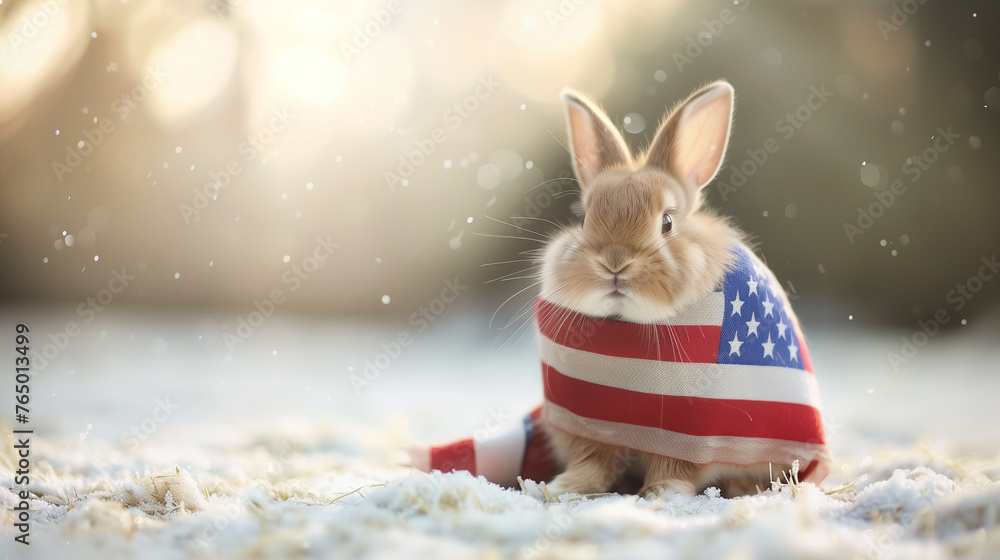 cute rabbit wear american flag, that is symbol of Independence Day ...