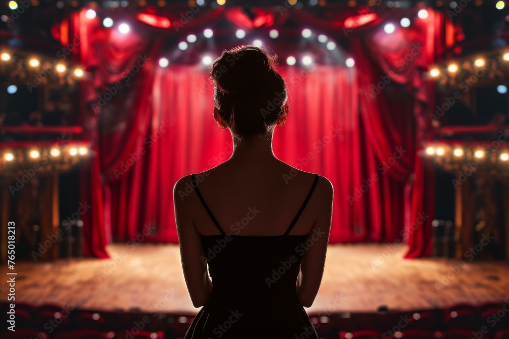 Expressive Actor woman theater role. Musical practice. Generate Ai ...