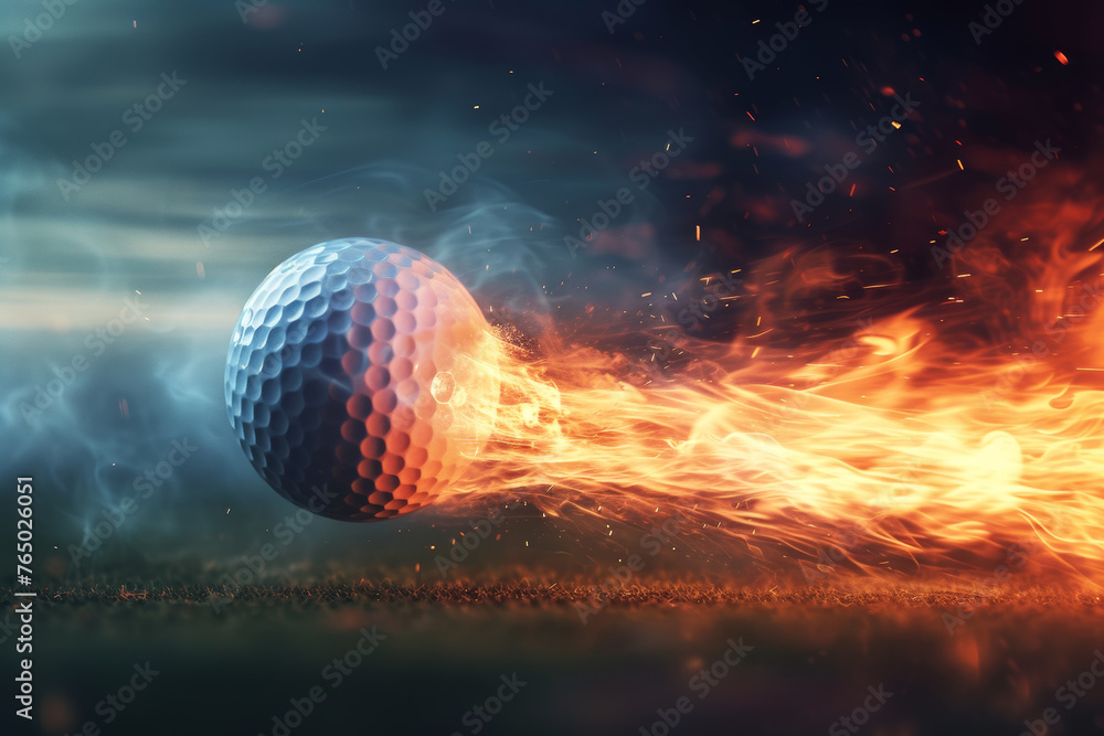 Golf ball soars creating fire flames above course as symbol of ...