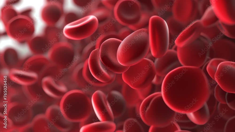 Detailed rendering of red blood cells in a vein, showcasing their ...