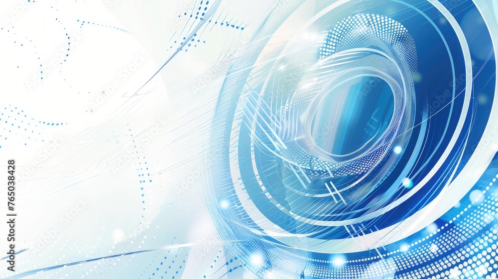 Abstract futuristic tech background with minimum round lines in blue ...