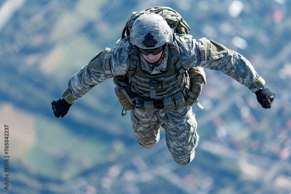 Skilled Airborne soldier jet pilot. Fly war plane speed officer ...