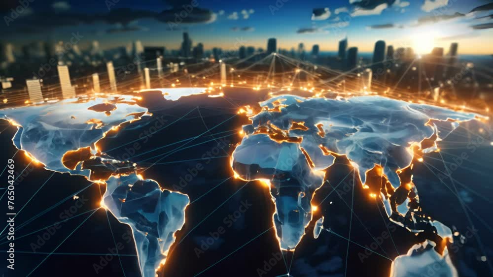 Logistics delivery, World map with logistic network distribution on ...