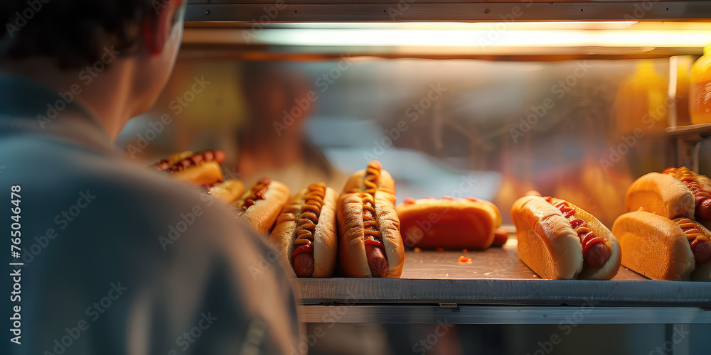 Vintage Food Truck Serving Hot Dogs. Hot Dogs Showcase, display of ...