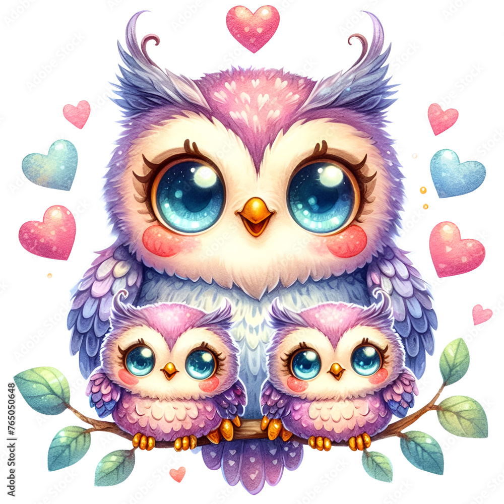 Watercolor Mother and Baby Owl Clipart, Mother's Day Clipart Mom and ...