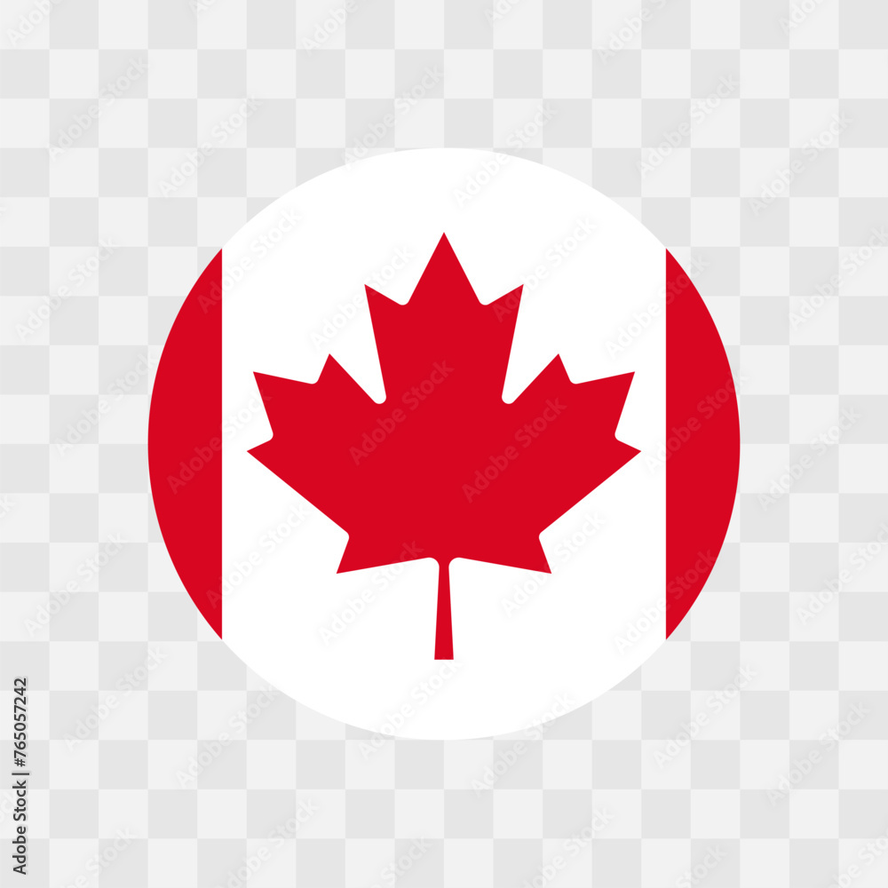 Canada flag - circle vector flag isolated on checkerboard transparent ...
