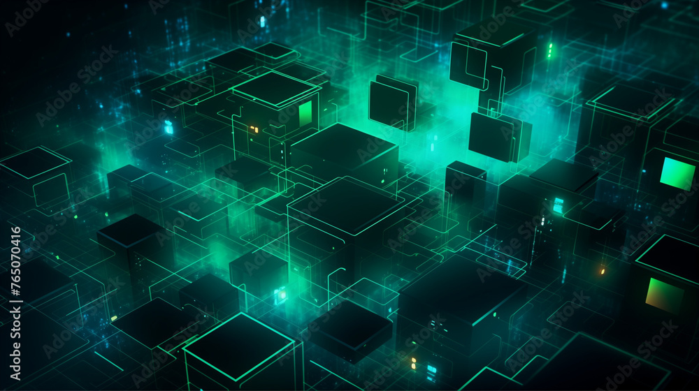 Abstract technological neon background resembling a cityscape of ...