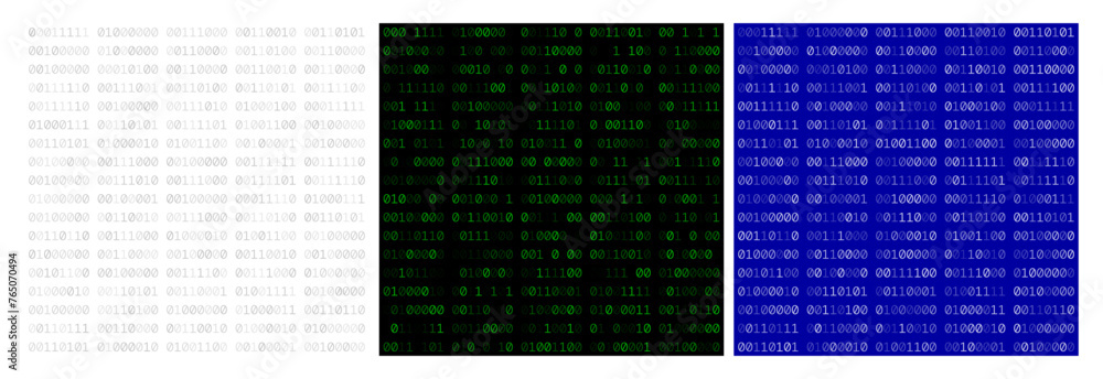 Binary Numbers Texture Set Digital Binary Code Patterns Cyber Matrix Style Program Random