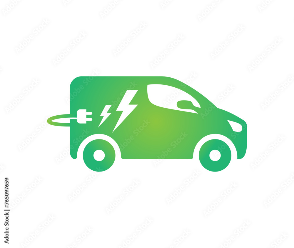 Electric car charging logo. Electrical automobile with cable plug ...