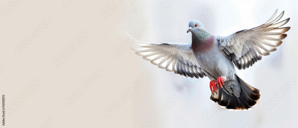 A zoomed-in picture of a bird soaring through the sky, showing its ...