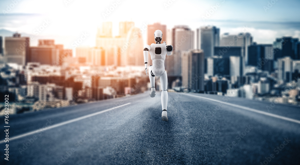 XAI 3d illustration Running robot humanoid showing fast movement and ...