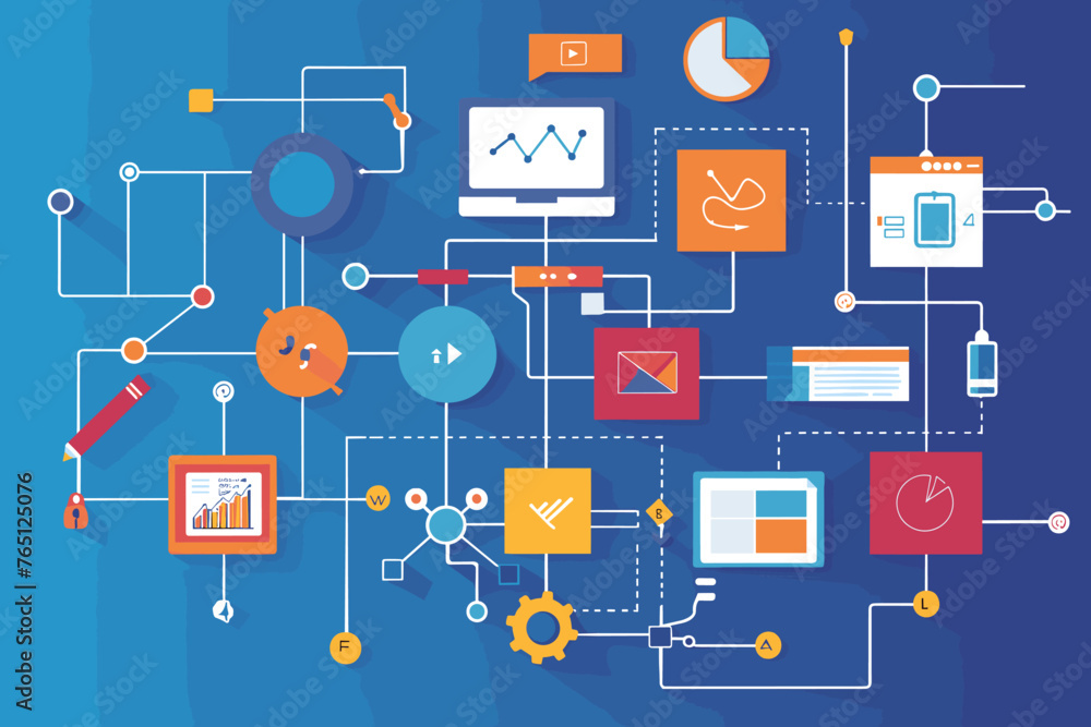 Vetor do Stock: Business process workflow diagram, flowchart to map and ...