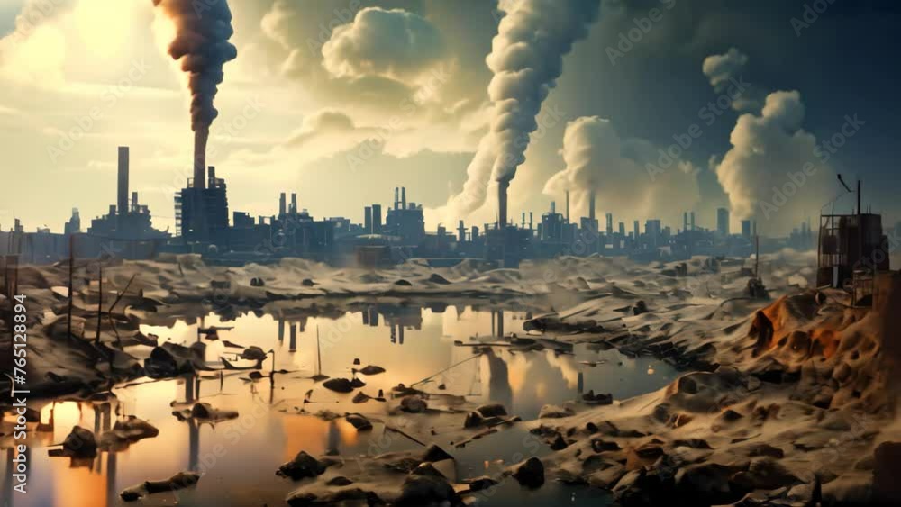 Smoke Pouring From Factory Stacks Revealing Industrial Pollution ...