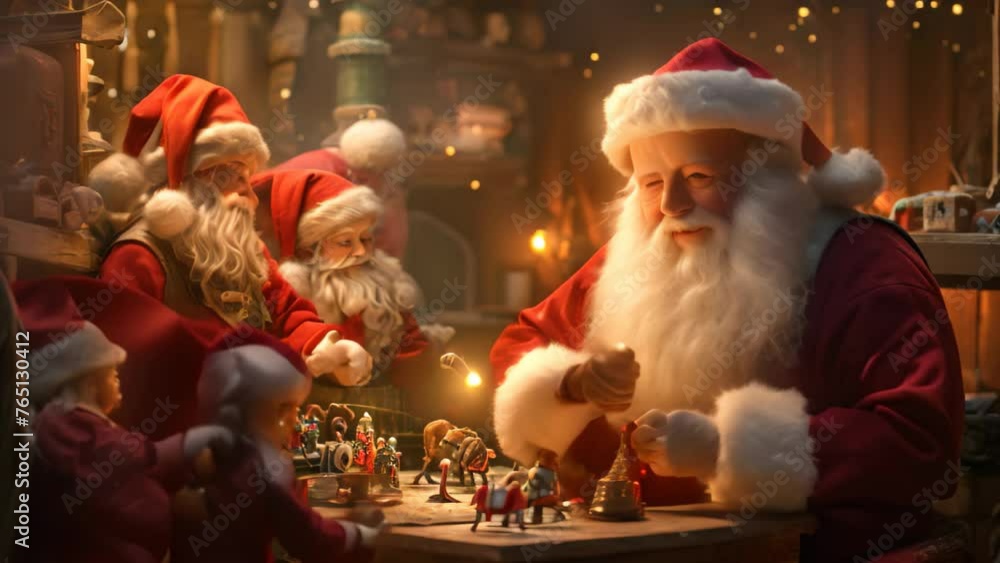 Group of Santa Clauses Engaged in a Chess Game, Santa Claus and his ...